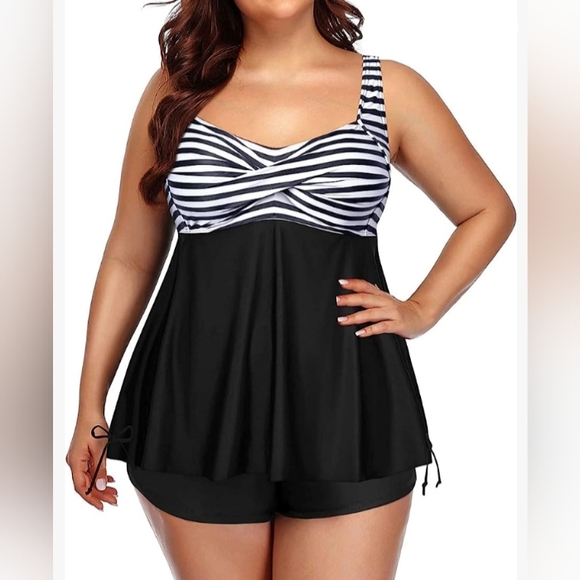 Swim | Aqua Eve Women Plus Size Tankini Swimsuit Two Piece Flowy ...